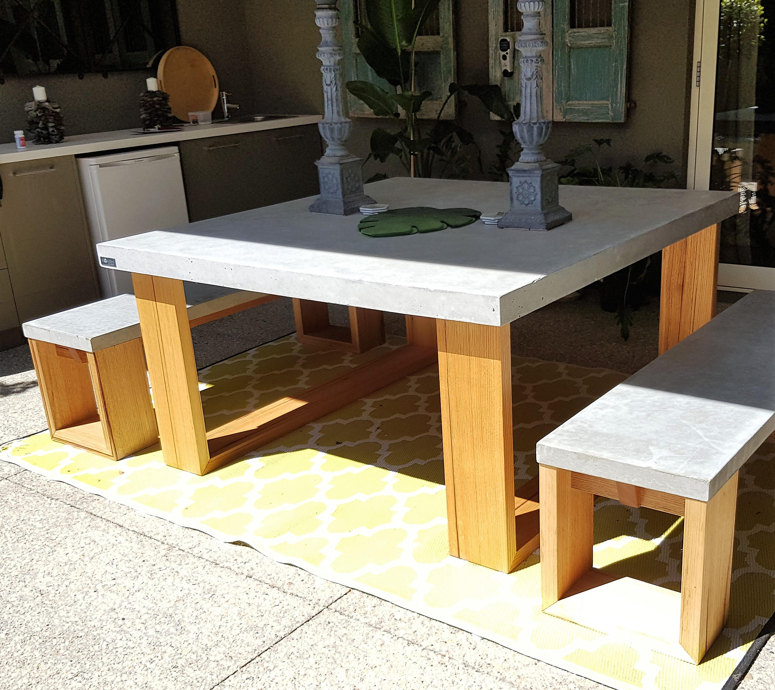 2.7m 12 Seater Exposed Aggregate Concrete Dining Table With Unique ...