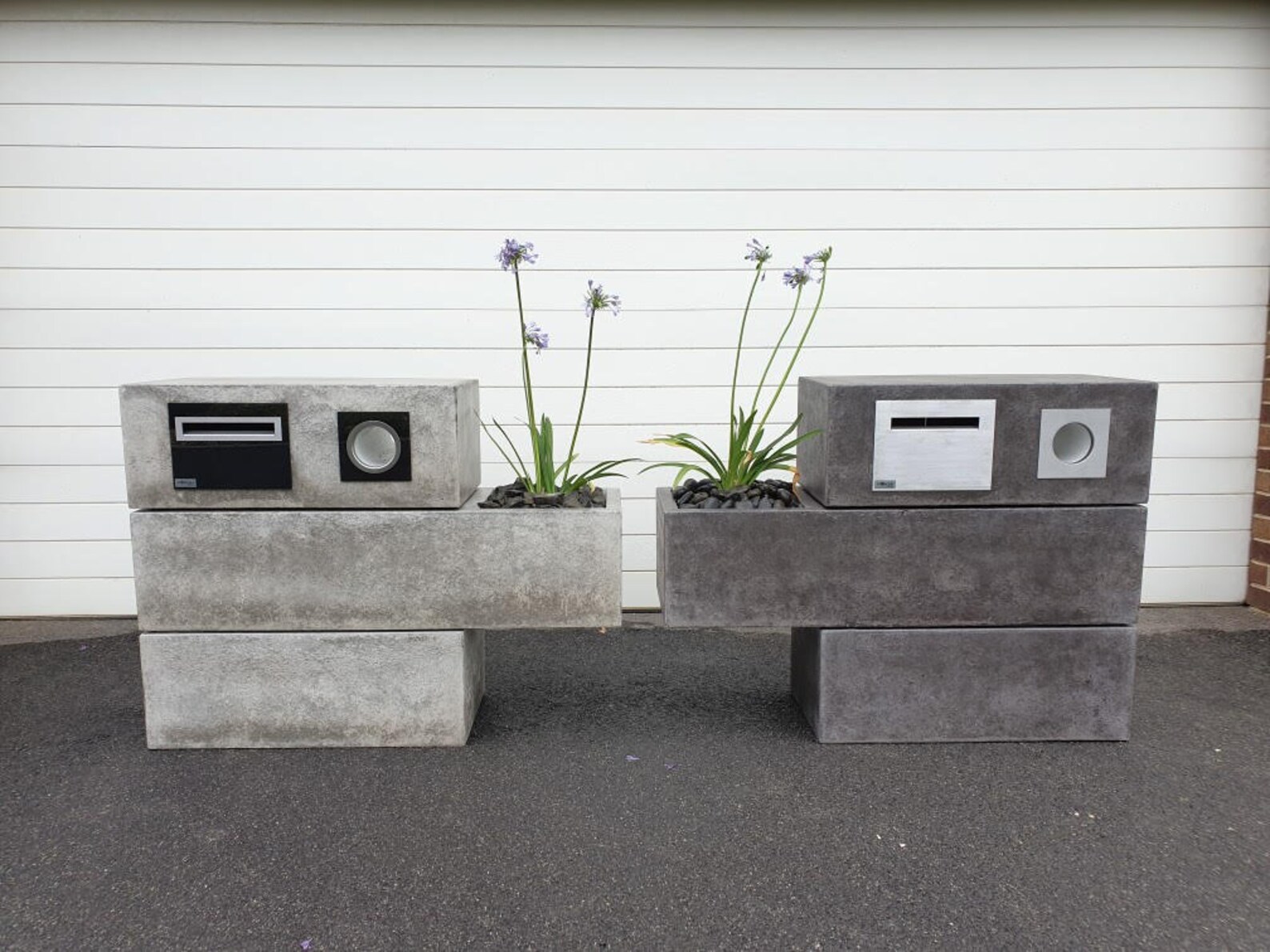 Concrete charcoal 3 piece unique custom letterbox with | Etsy