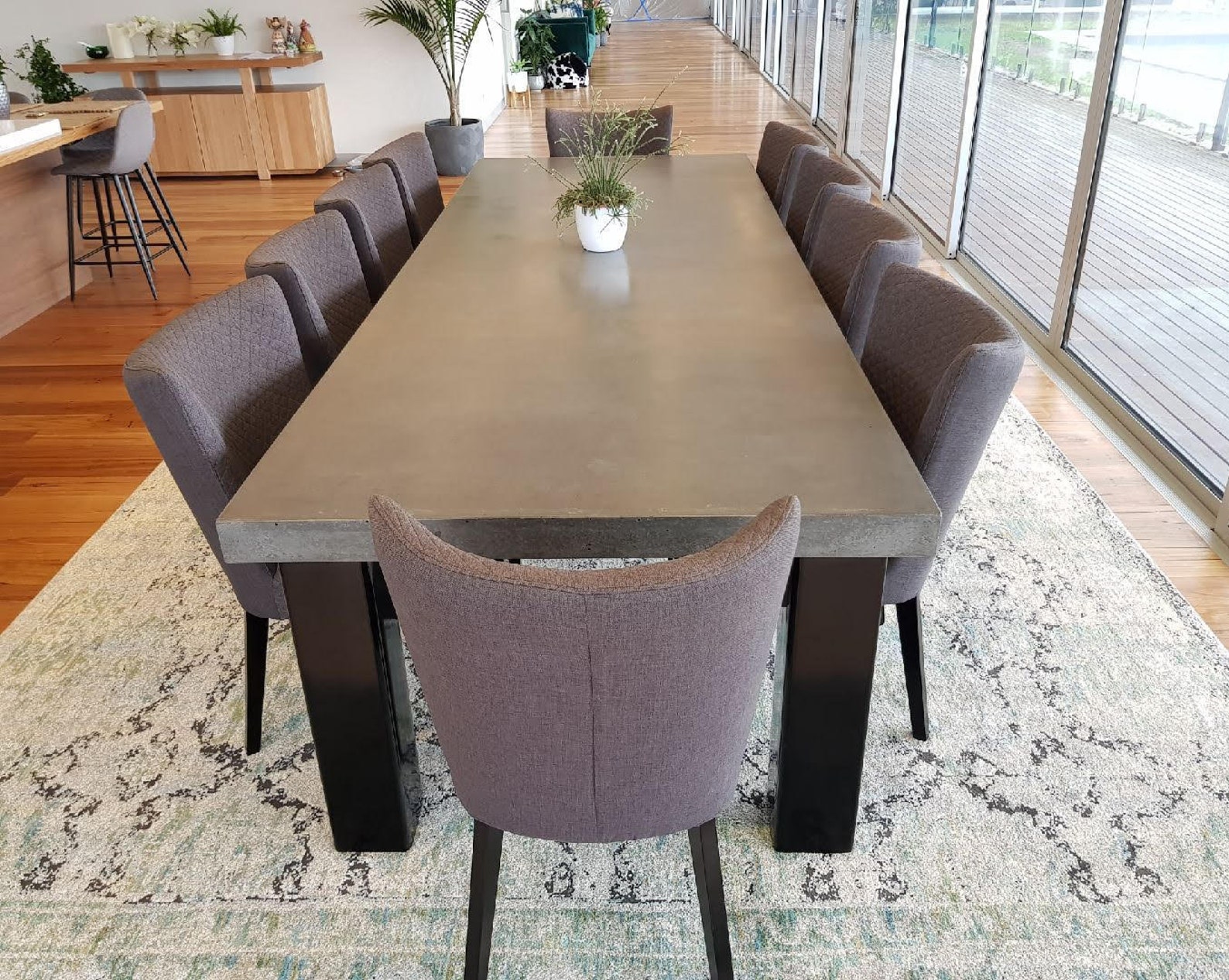 3m 12 Seater Real Concrete Dining Table With Steel Base. Handmade ...