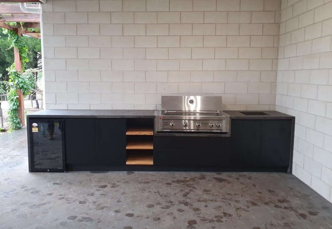 Outdoor Kitchen Concrete Benchtops With Black Weatherproof - Etsy