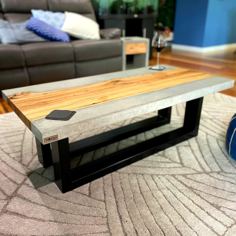 Concrete Square Coffee Table, Unique Steel Base. Bespoke, Industrial ...