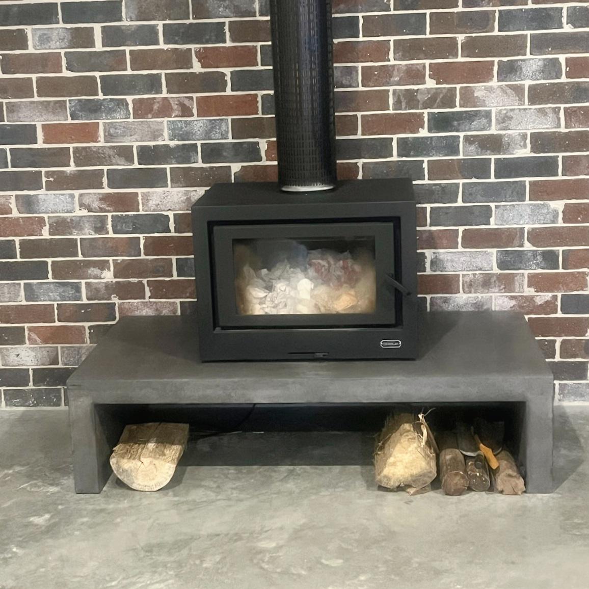 Polished Concrete Fire Hearth, Custom Plinth, Open Fire Stand, Bespoke ...