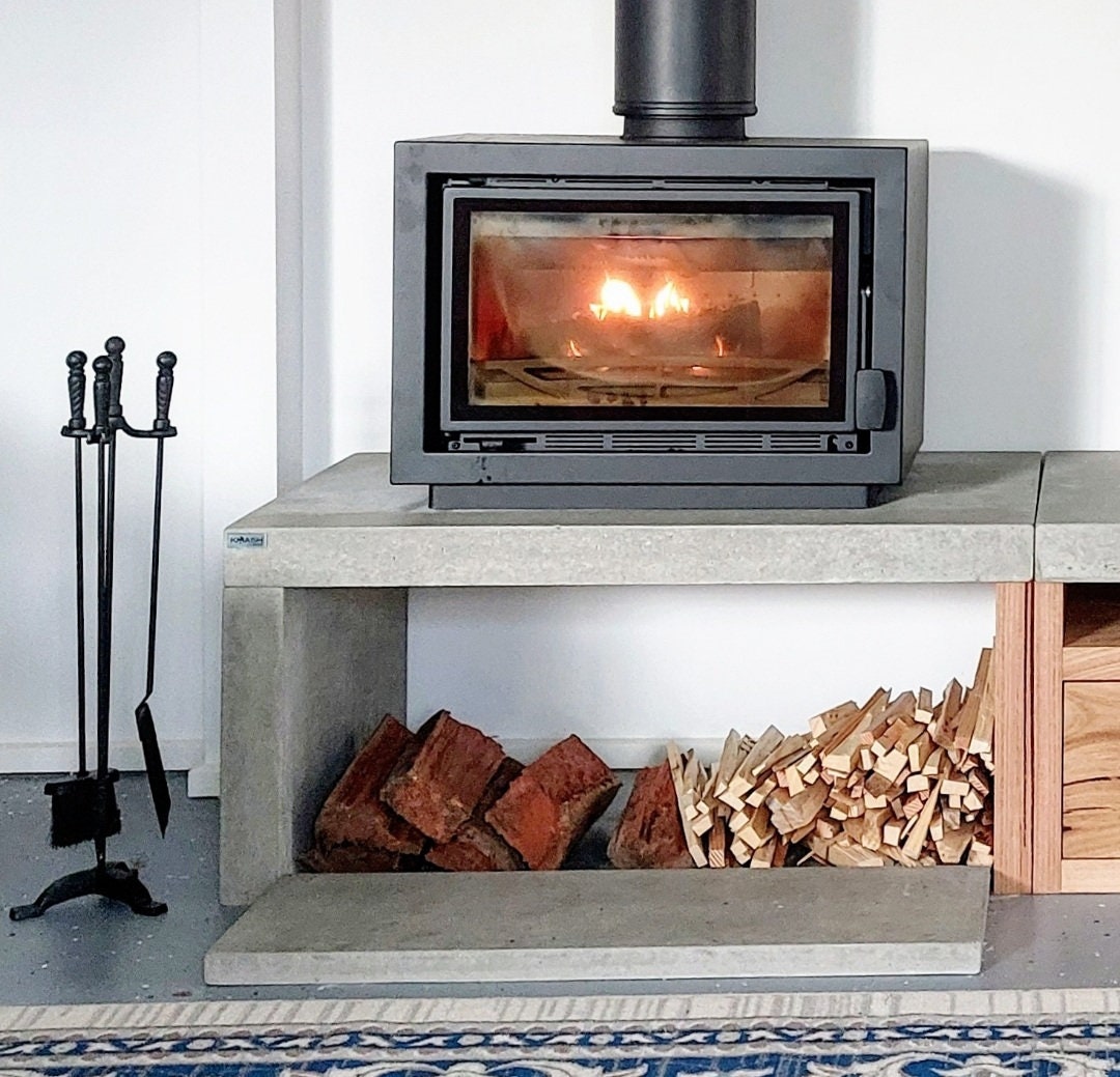 Concrete Fire Hearth, Tv Unit, Plinth, Open Fire Stand With Cabinetry ...