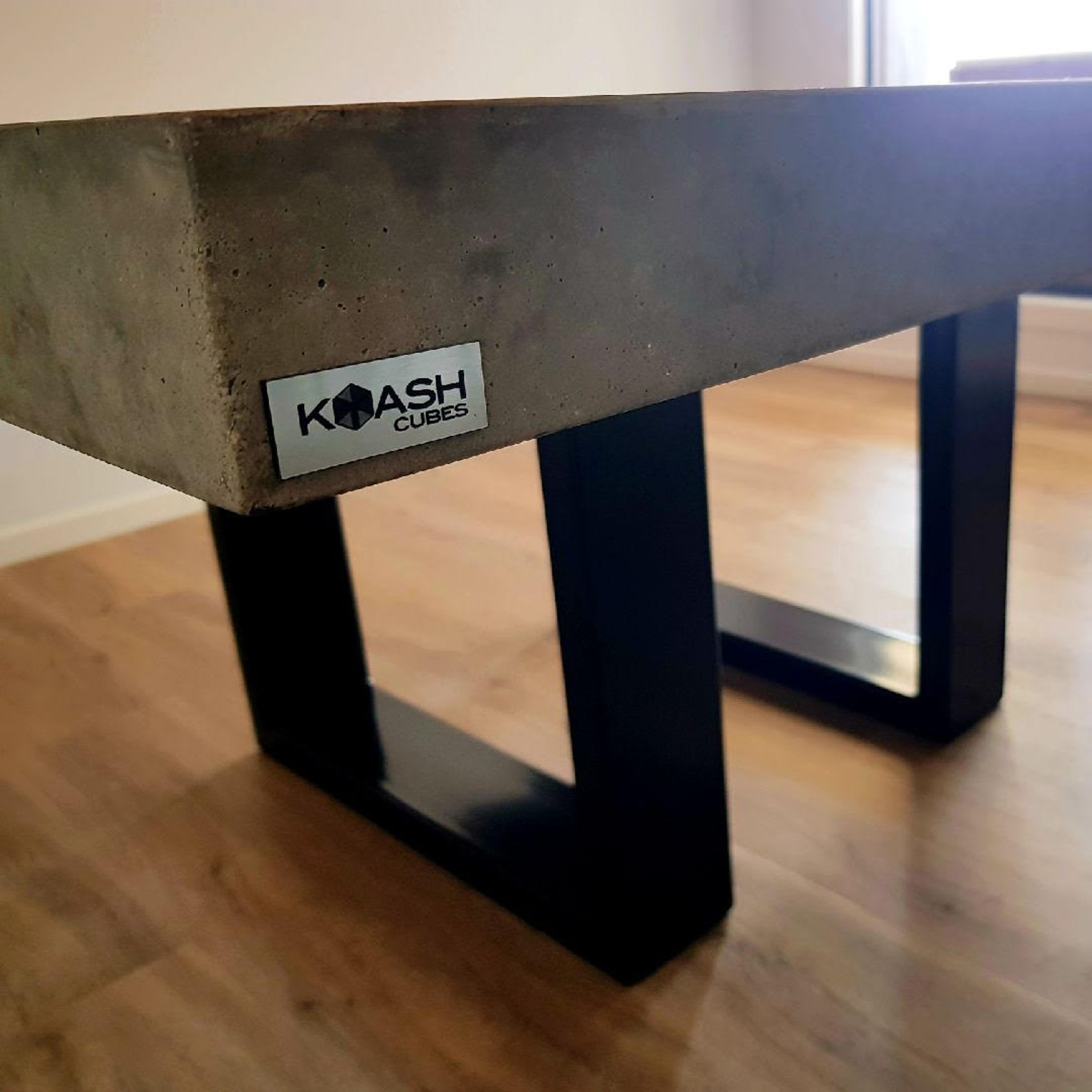 8 Seater, Square Concrete Dining Table 1.6m X 1.6m Bespoke With Steel ...