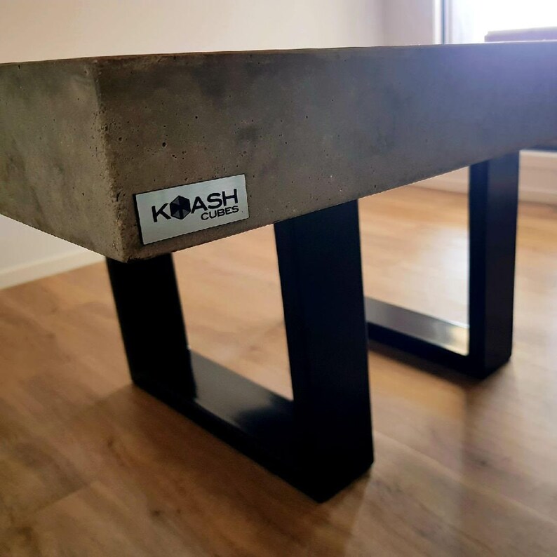 8 Seater, Square Concrete Dining Table 1.6m X 1.6m Bespoke With Steel ...
