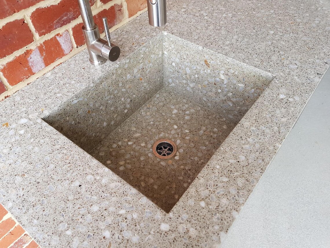 Polished Concrete Kitchen Counter Benchtop, Handmade Real Concrete ...