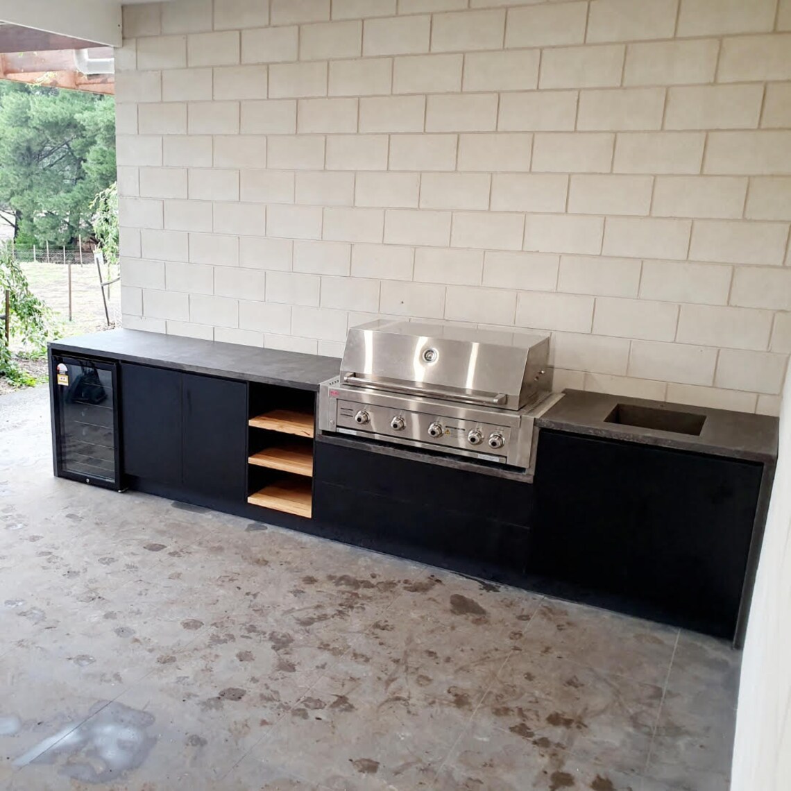 Outdoor Kitchen Concrete Benchtops With Black Weatherproof - Etsy