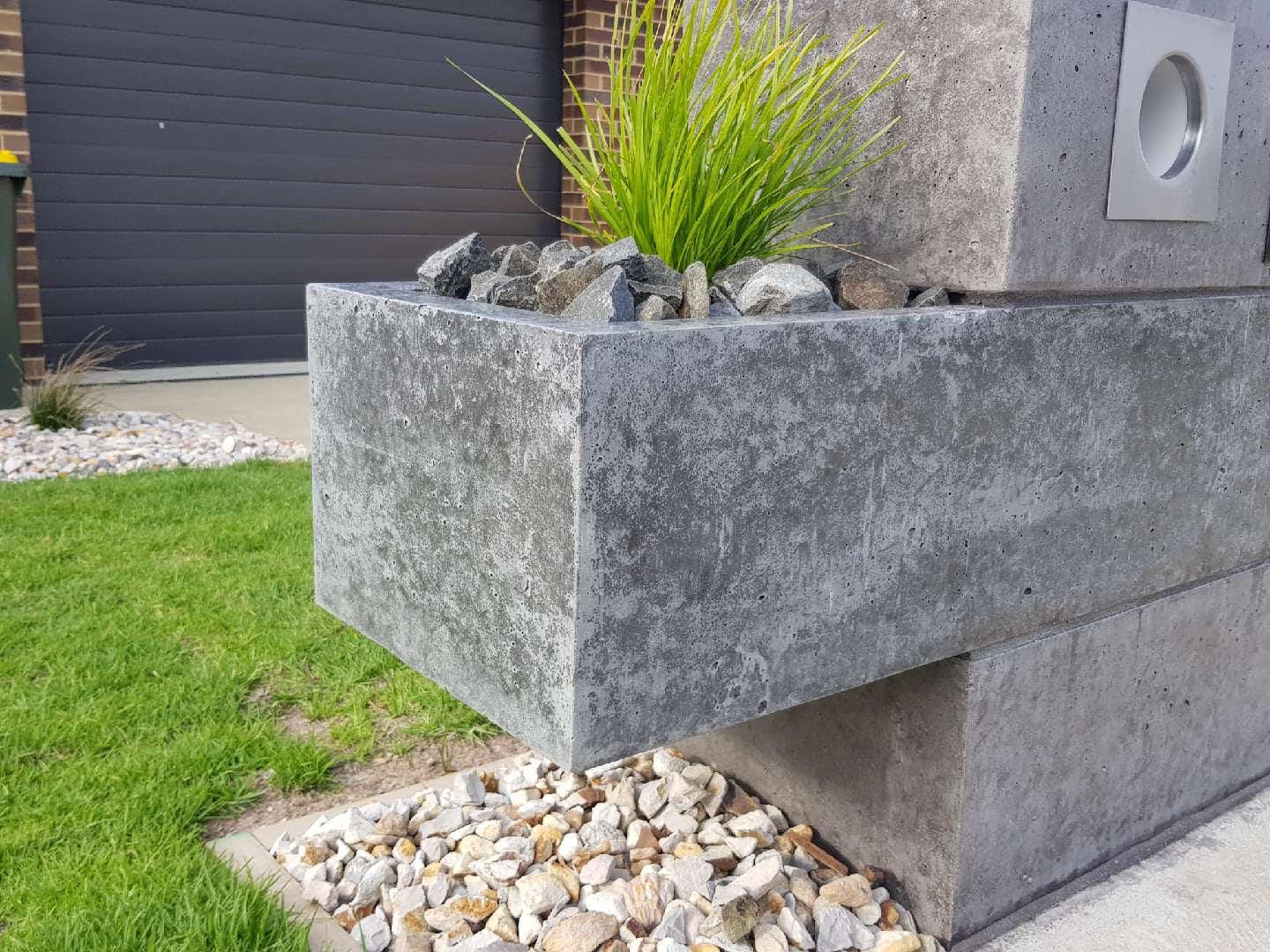 Concrete Charcoal 3 Piece Unique Custom Letterbox With Floating Planter ...