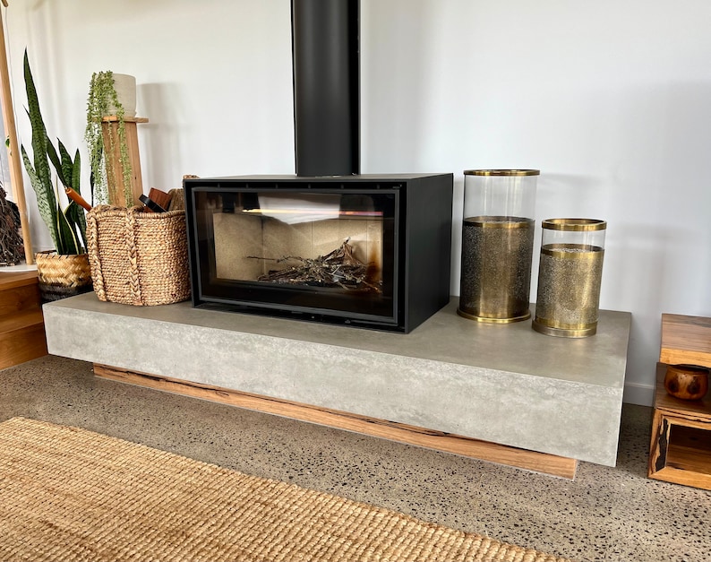 Concrete Fire Plinth, Open Fire Stand, Fire Hearth Bench. 2m Custom ...