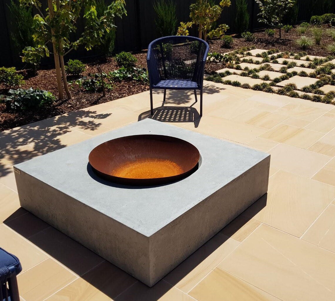 Large Square Concrete Fire Pit Square Custom Handmade Real - Etsy Australia