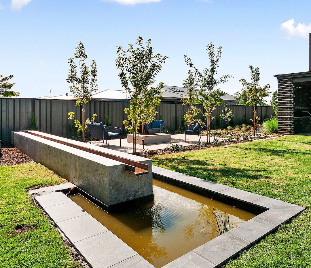 Concrete Water Feature Wall - 10m With Copper Tap, Draining Into a ...