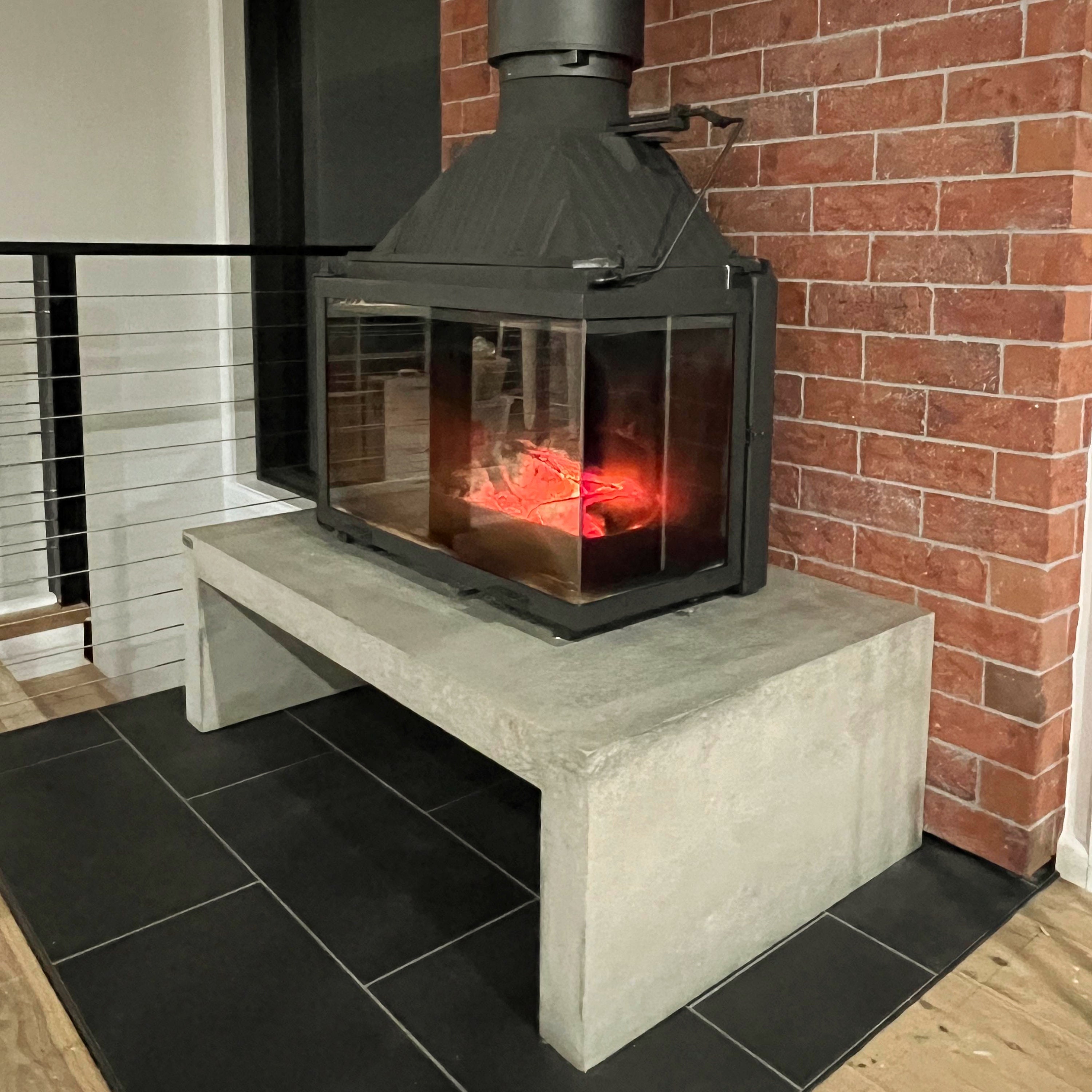 1.2m Concrete Fire Hearth, Open Fire Stand, Plinth, Fireplace Stand ...
