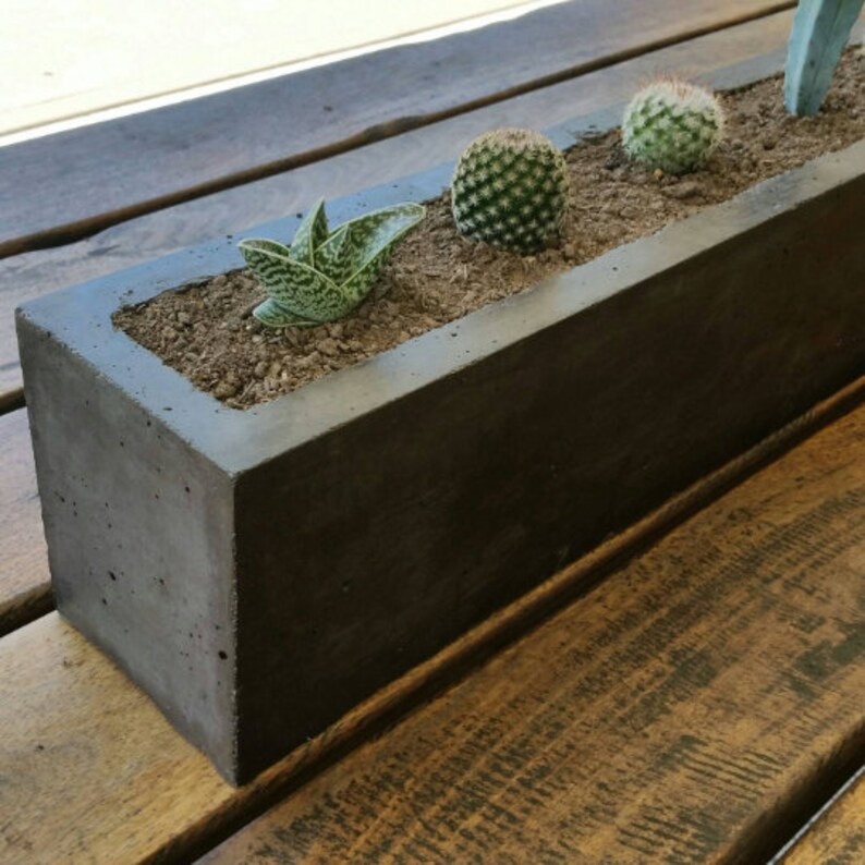 Polished Concrete Planter Large Rectangular 900mm Succulent - Etsy