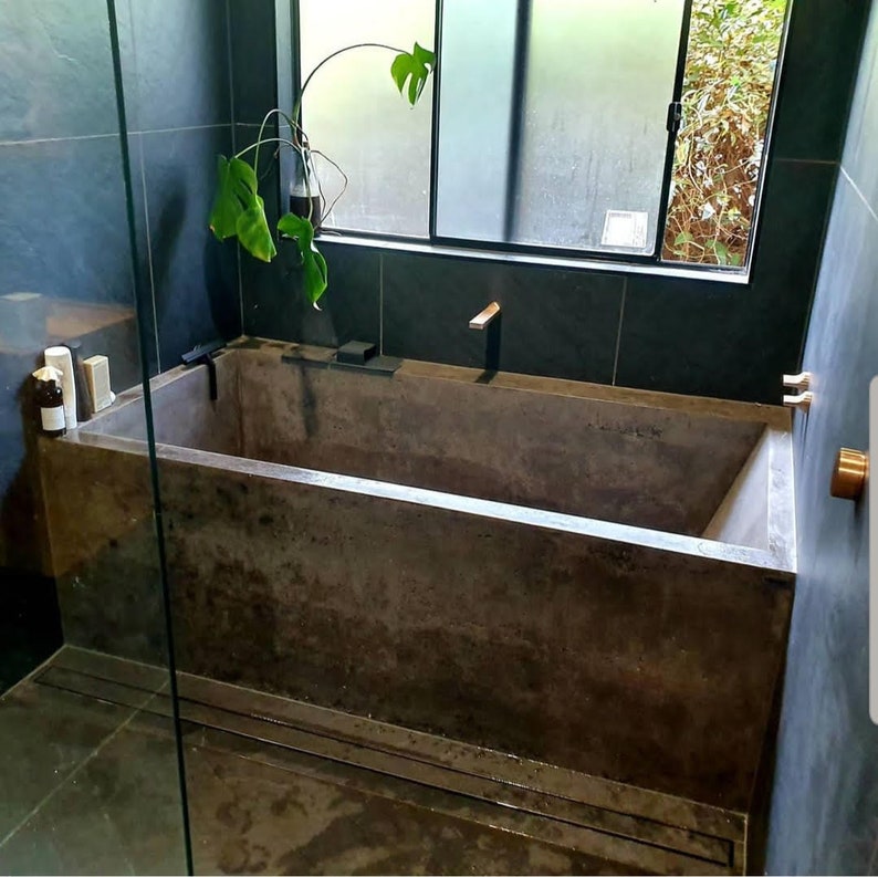 Concrete Bath, Custom Freestanding Bath. Handmade 1.9m Large Polished ...