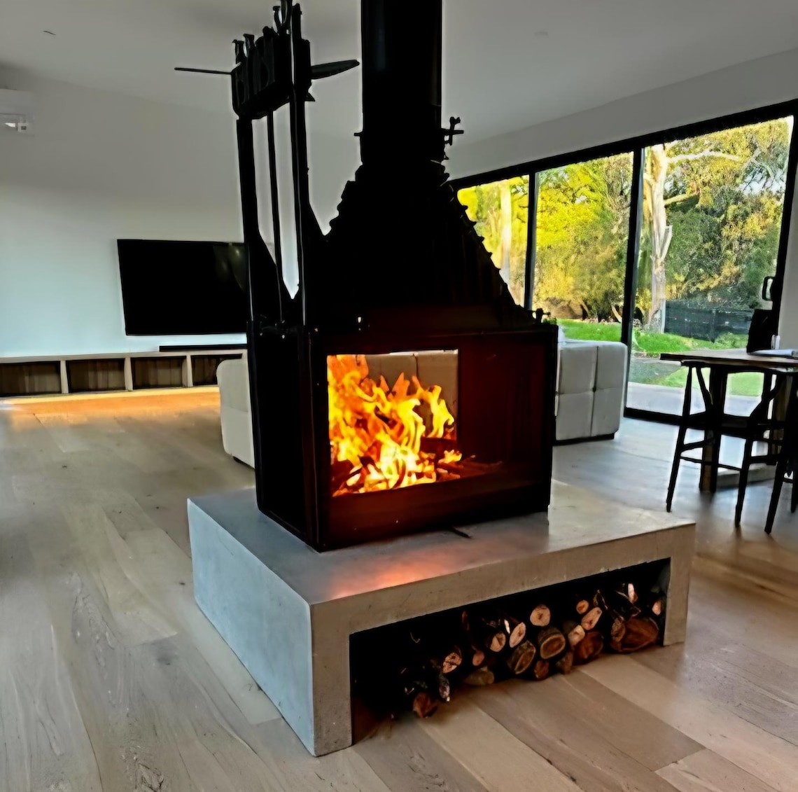 1.2m Concrete Fire Hearth, Open Fire Stand, Plinth, Fireplace Stand ...