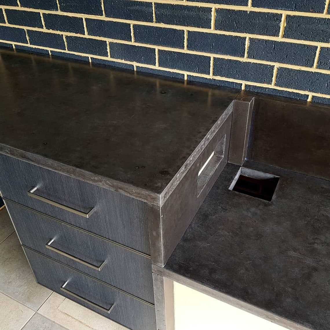 Polished Concrete Kitchen Counter Benchtop, Handmade Real Concrete ...
