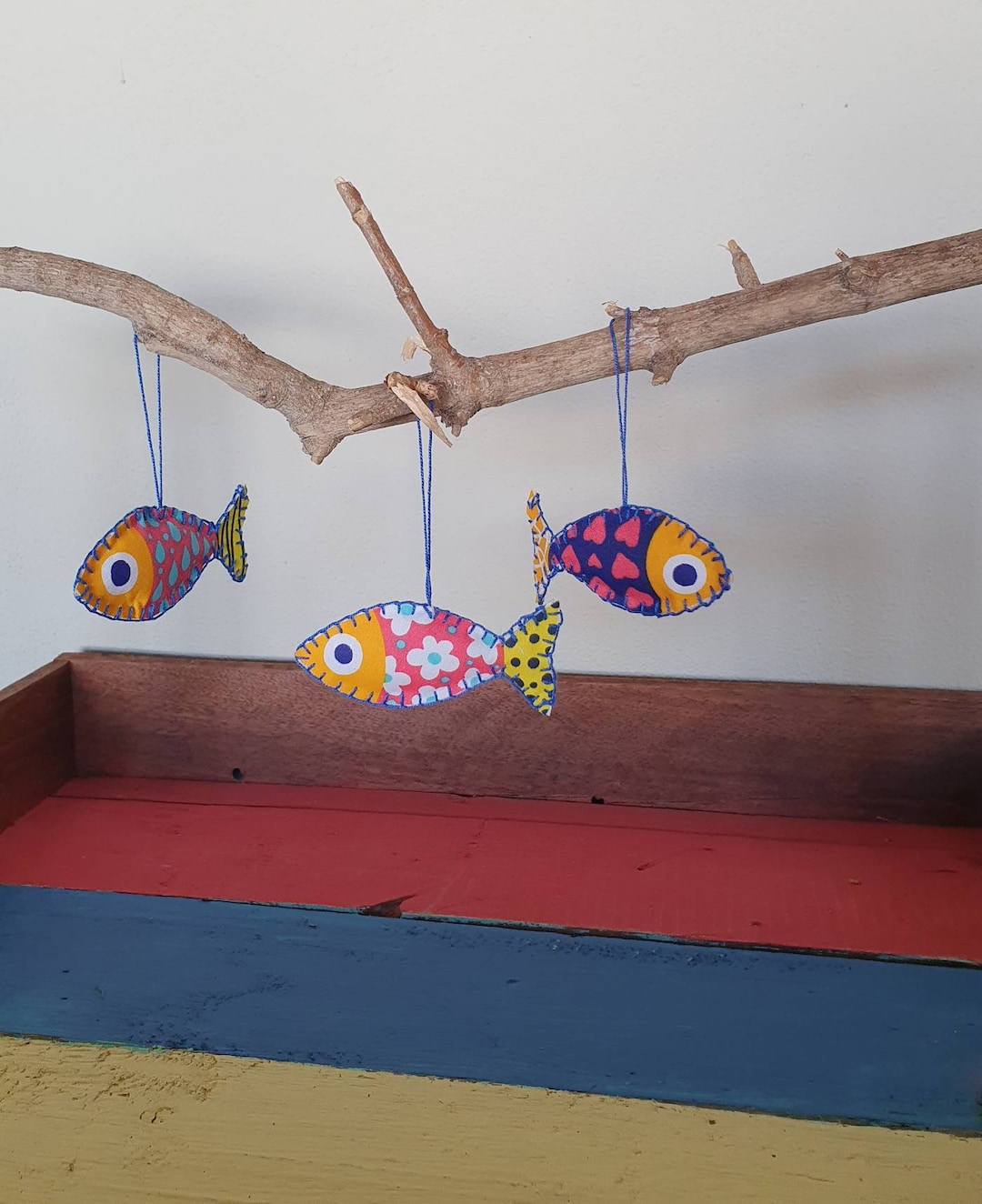Set of THREE Stuffed Fish, Colorful Fish,little Fish, Fish Mobile ...