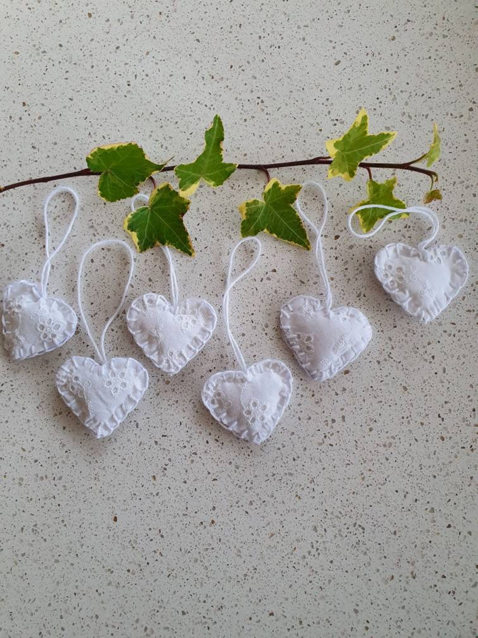 5 White Lace Hearts, Mini Hearts, Stuffed Hearts, White Heart Gift ...