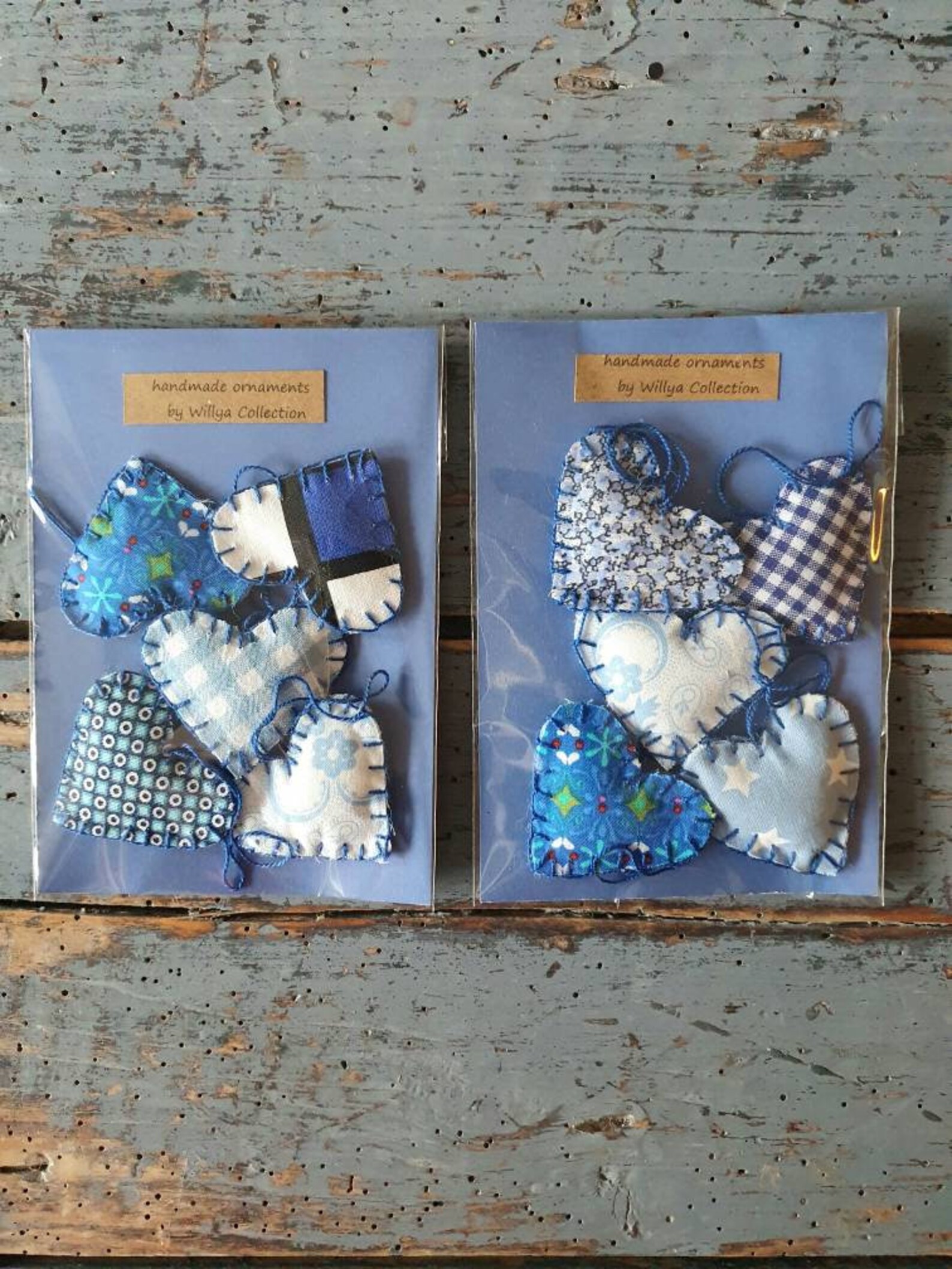 5 Blue and White Hearts Mini Heart Fabric Heart Mini Heart - Etsy