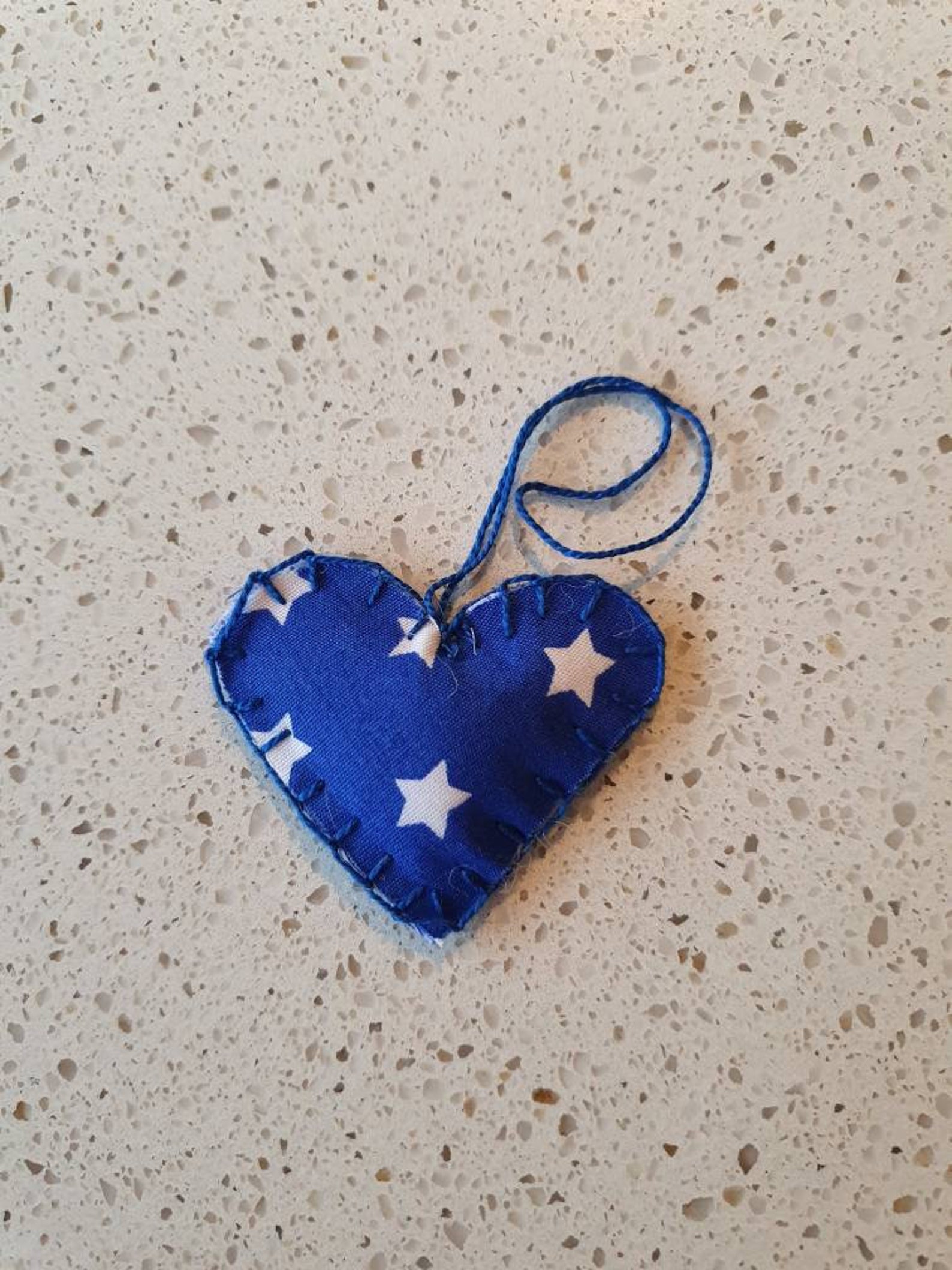 5 Blue and White Hearts, Mini Heart, Fabric Heart, Mini Heart Ornament ...
