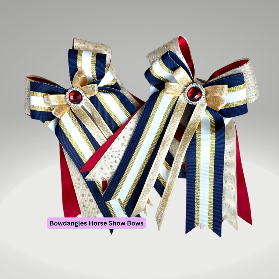 Best Gift -- Equestrian Show Bows, Sparkle Glitter Bows, Maroon, Navy ...