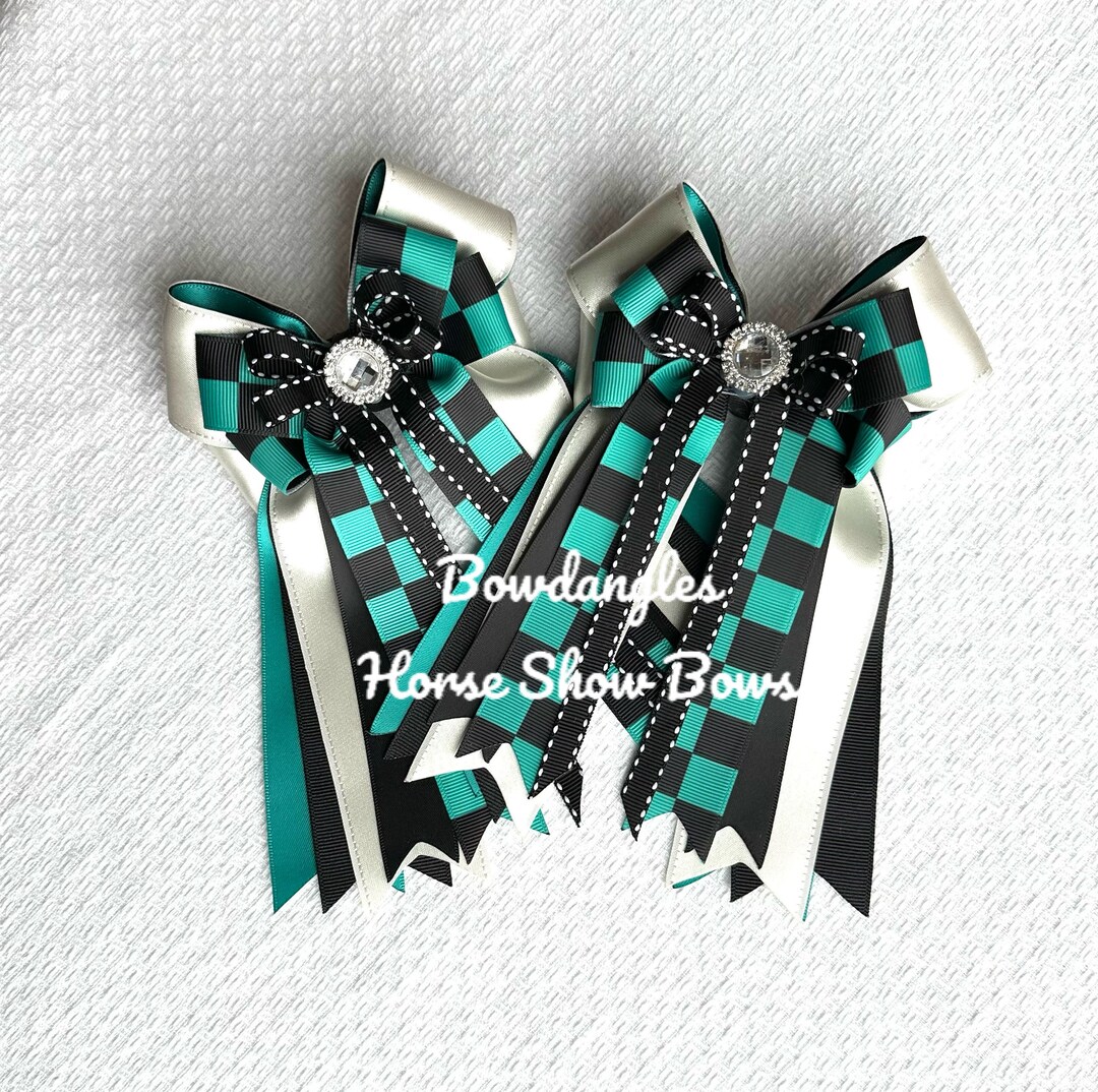 Horse Show Bows/luxurious Satin Topped With Distinctive Teal Green ...