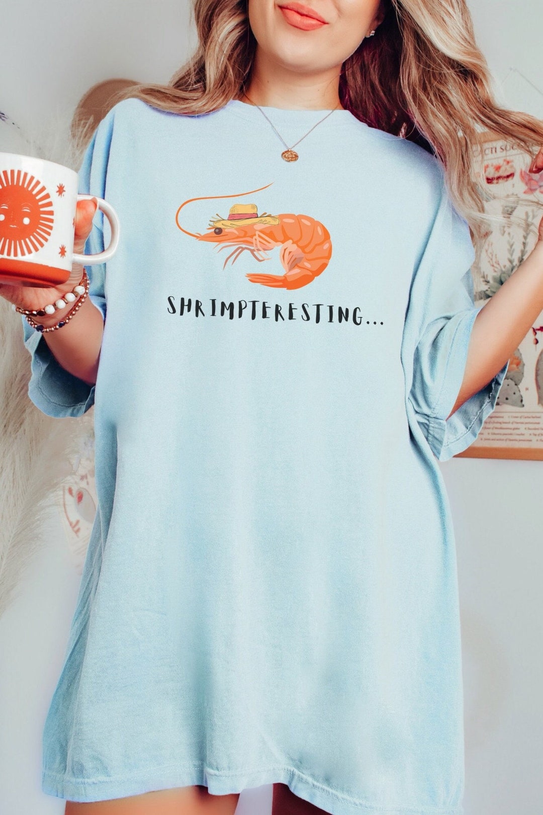 Shrimpteresting Shrimp Shirt Ocean Aesthetic Shrimp Tshirt Beach Aesthetic Seafood Shirt Shrimp ...