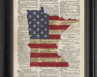 Dictionary Print Minnesota American Flag 1 | Etsy