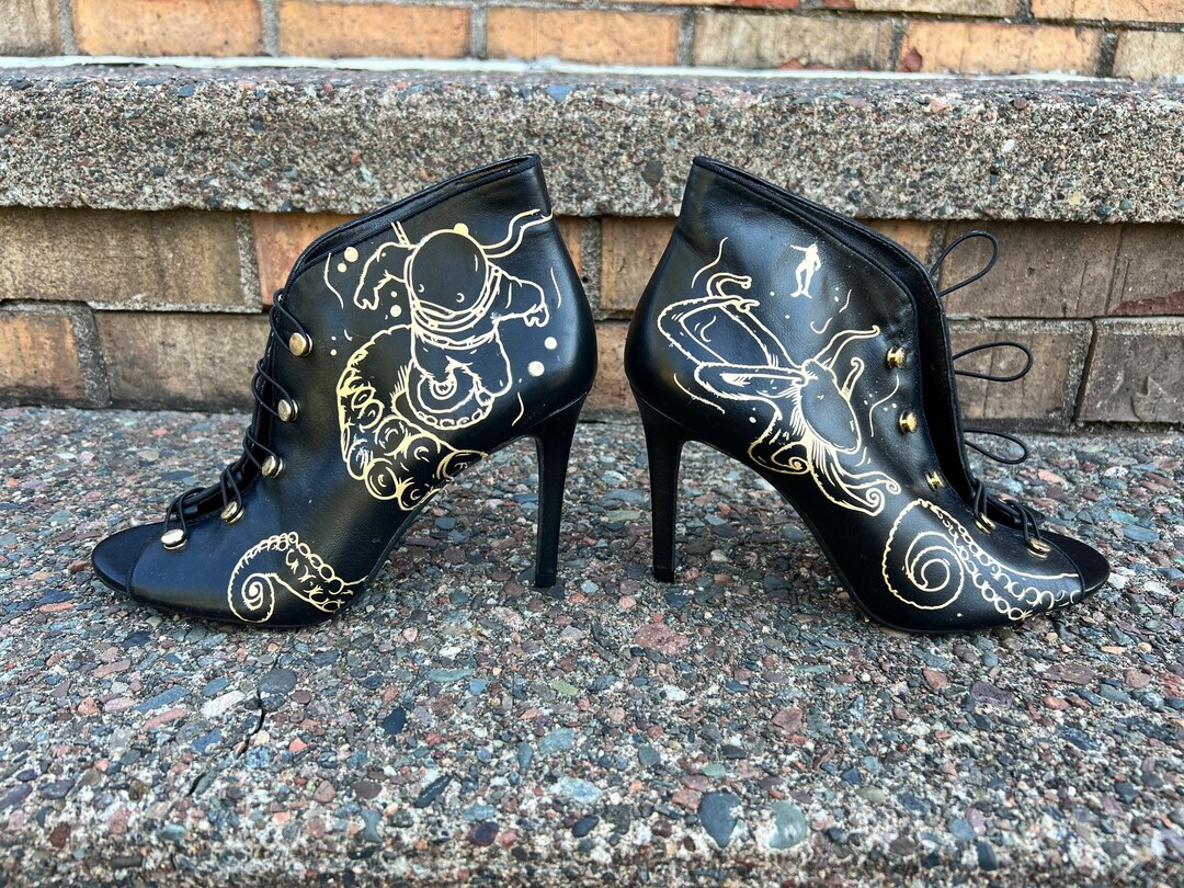 Steampunk 6.5 Deep Diver VS Octopus Gold Ankle Boot - Etsy