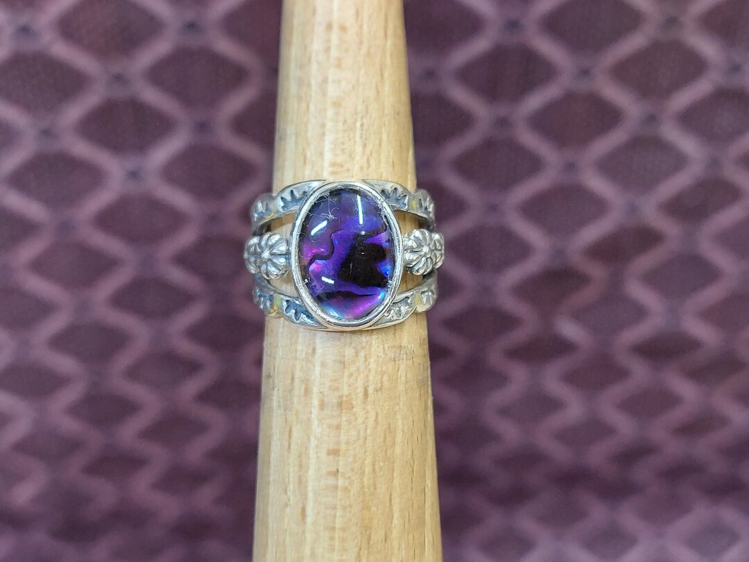 Purple Paua Shell 10 X 14 Mm Size 7, Sterling Silver - Etsy