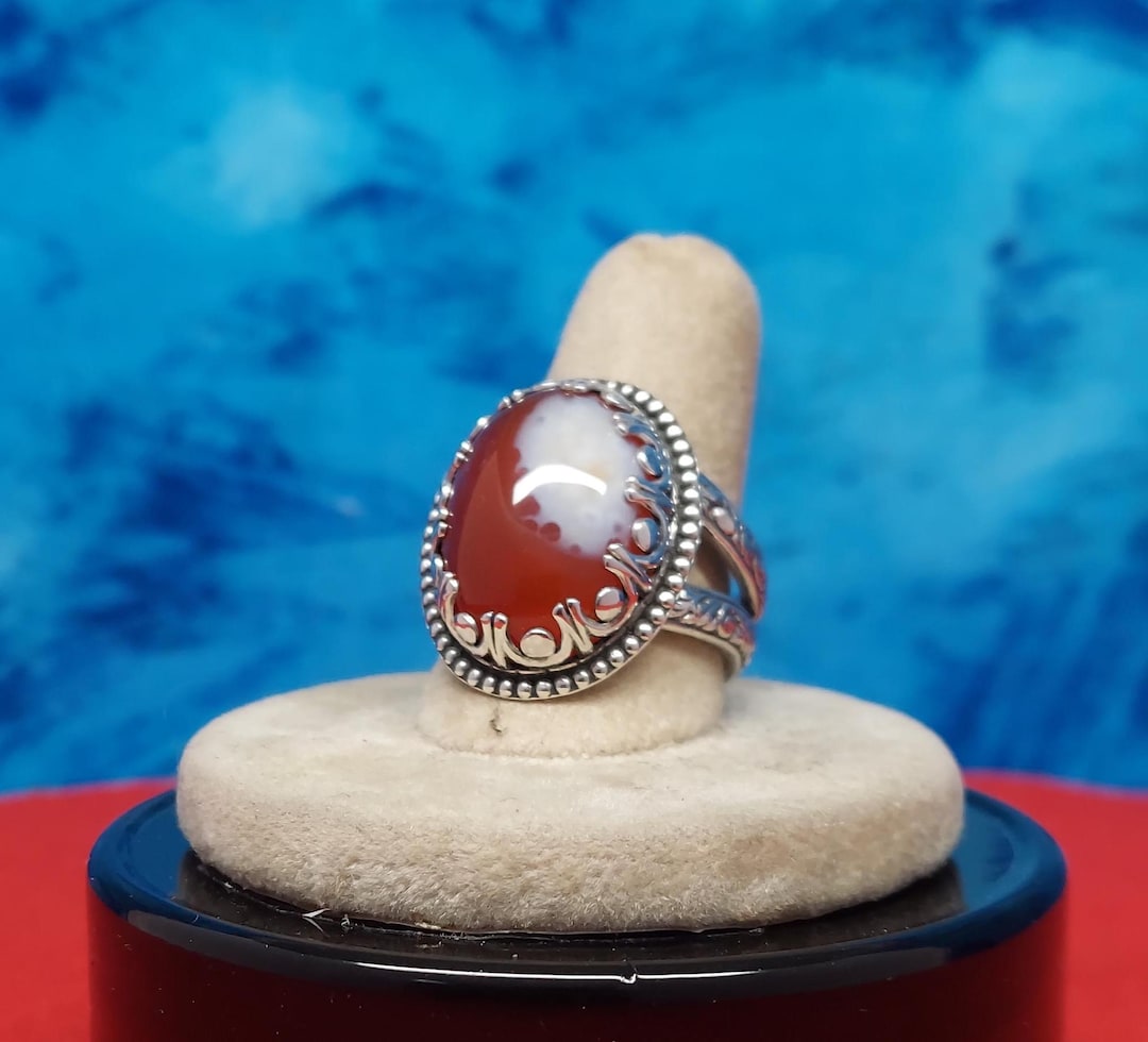 Banded Agate 15 X 20 Mm ( One of a Kind Stone ). Size 8 3/4. Bordered ...
