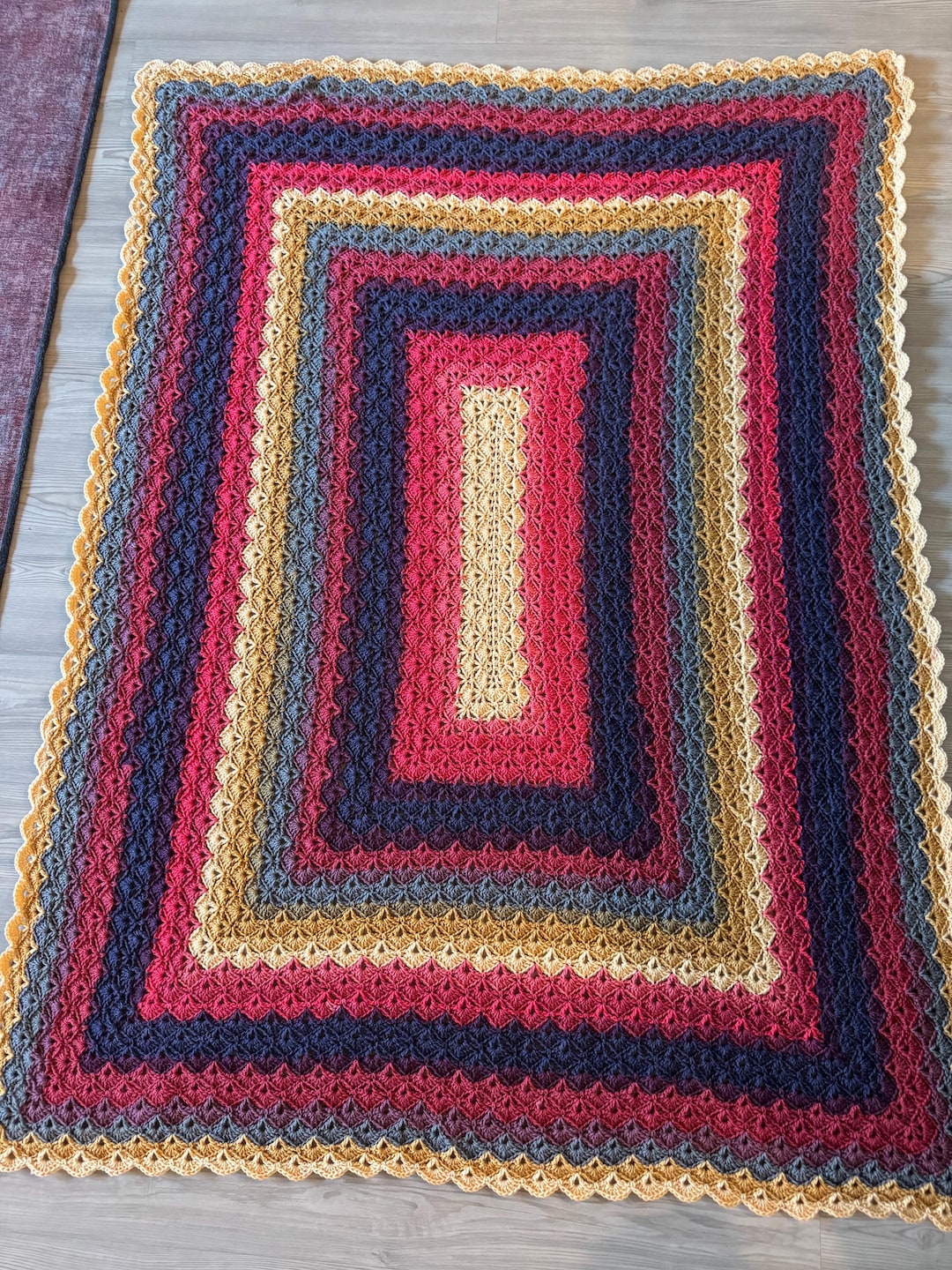 Handmade Crochet Afghan Multicolor Boho Sofa Throw Blanket 70x50” Red ...