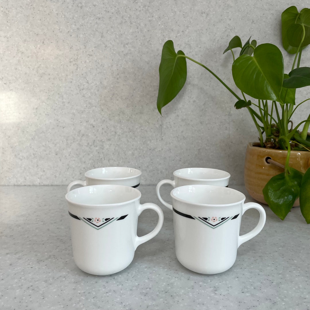 Set of 4 Vintage Corning Coffee Mugs 1980s Floral - Etsy