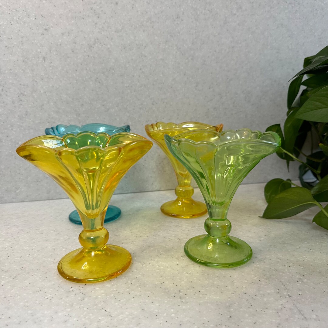 Vintage Rastal Glass Ice Cream Dishes: Rainbow Dessert Glasses, Set of ...