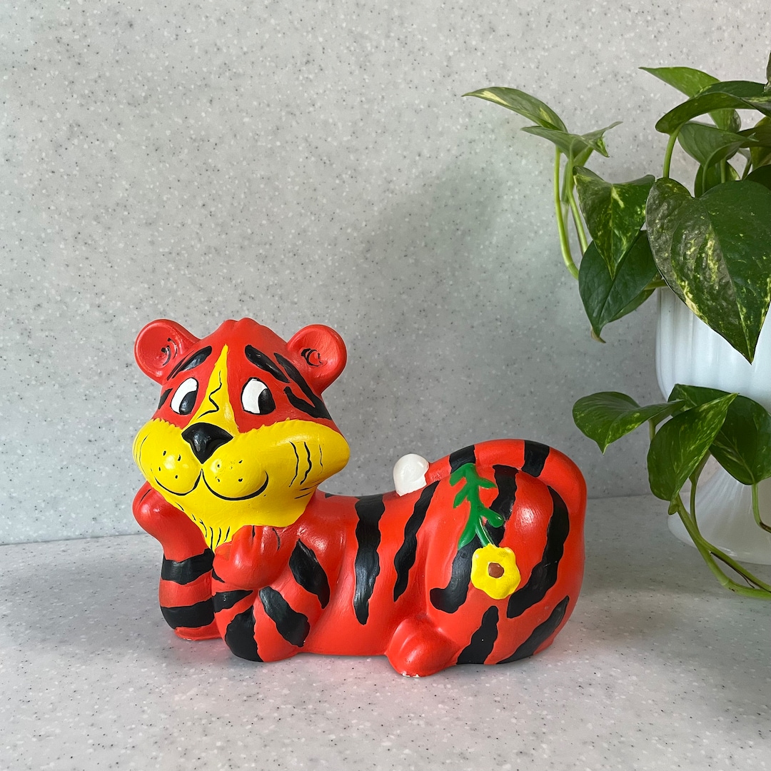 Vintage Ceramic Tiger Bank // 1970s Kids Decor // Piggy Bank - Etsy