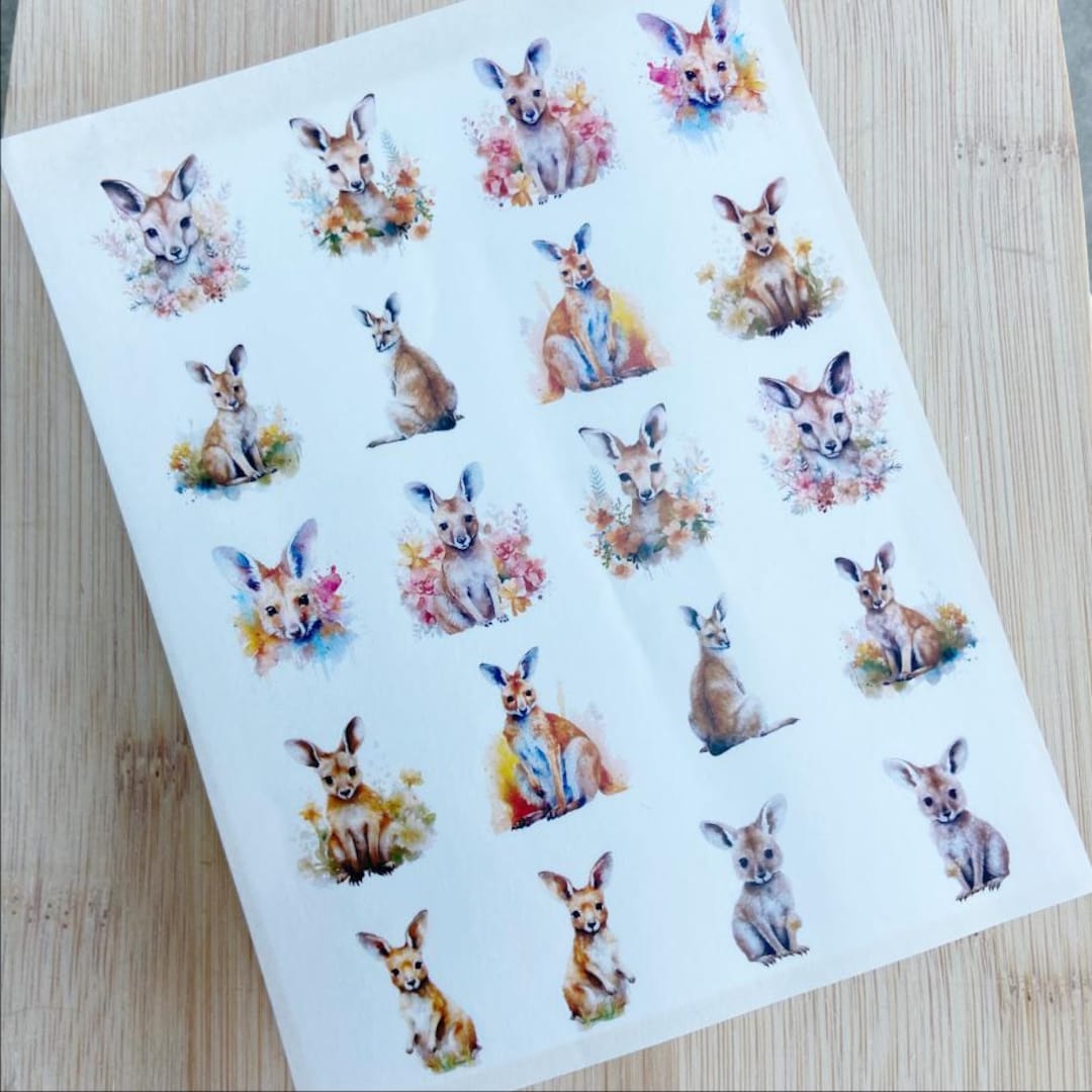 Polymer Clay Transfer Sheet | Cute Watercolour Wallabies | Transfers ...
