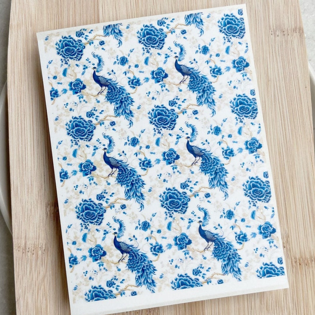 Peacock Chinoiserie Polymer Clay Transfer Sheet | Transfer Paper ...