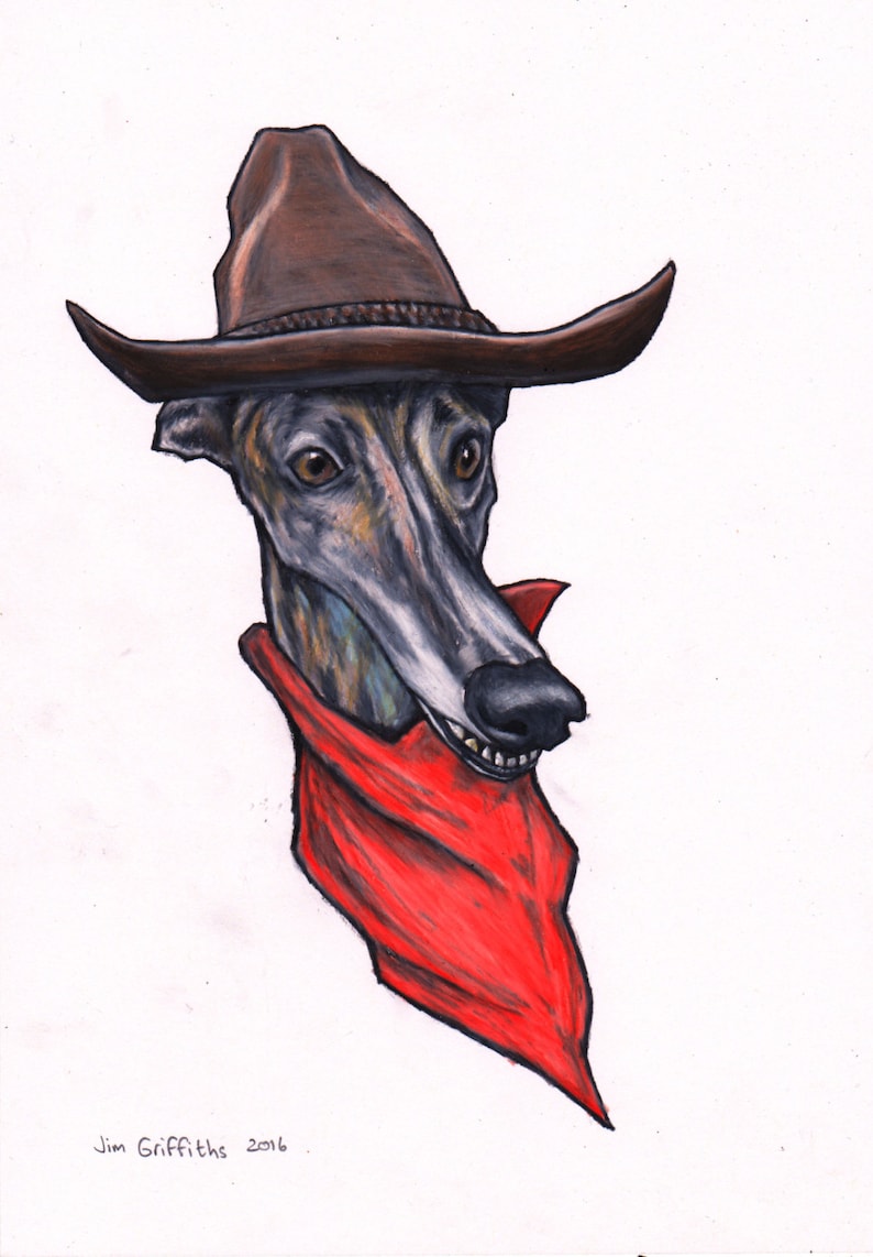 Greyhound Print, Fine Art Giclee Print by Jim Griffiths, Illustration ...