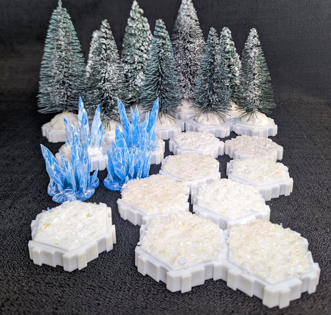 Winter Hex Terrain With Trees, Ice Crystals and Snow - Etsy