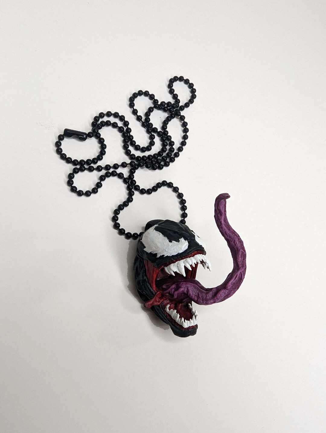 Spiderman Venom Head Necklace on Black Ball Chain - Etsy