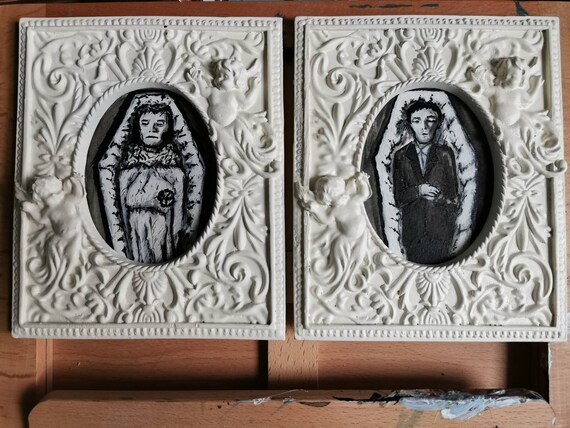 Him and Her Pen and Ink Post Mortem Drawing on Paper With | Etsy