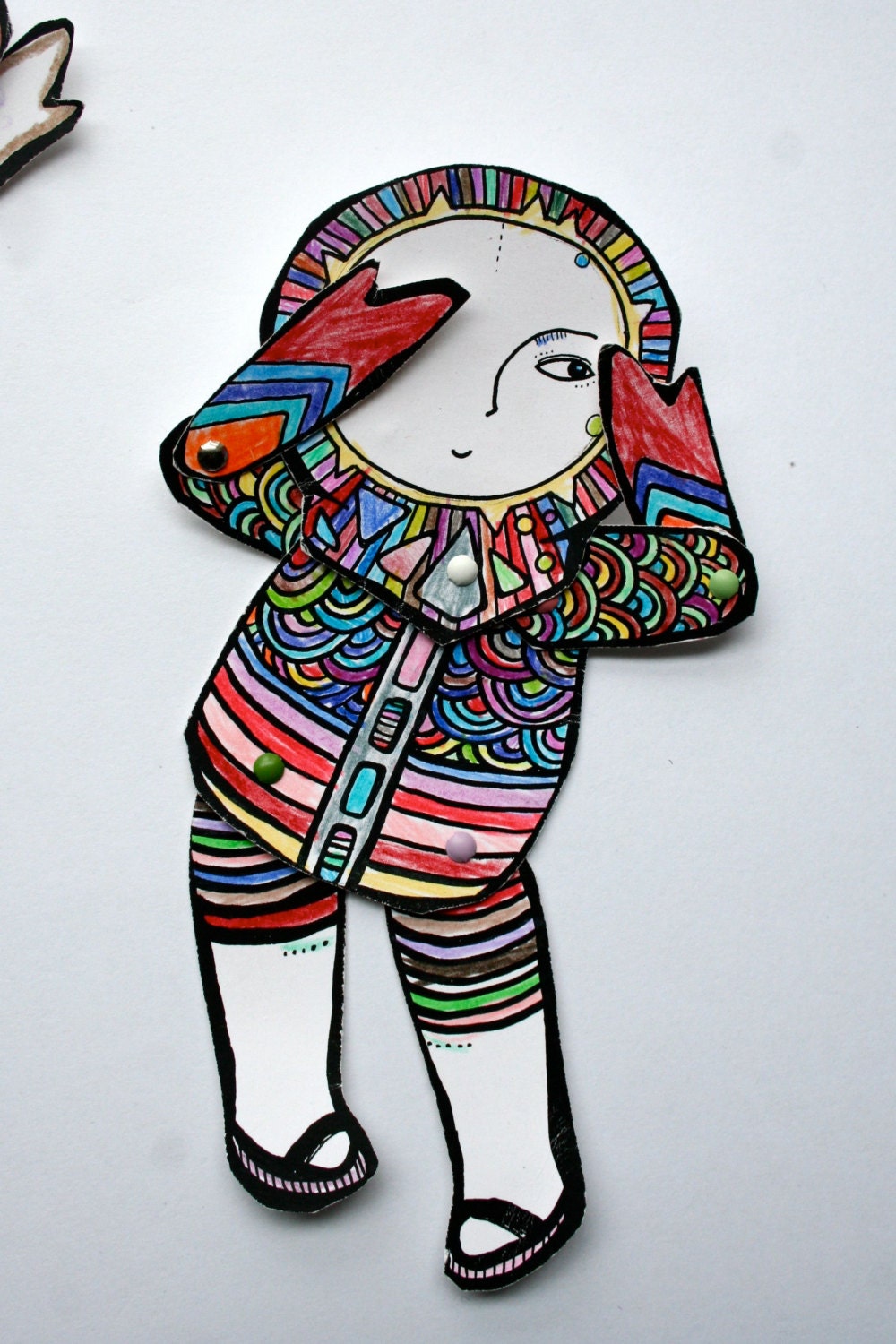 3 Spunky Pixie Paper Dolls articulated Paper Dolls colour - Etsy