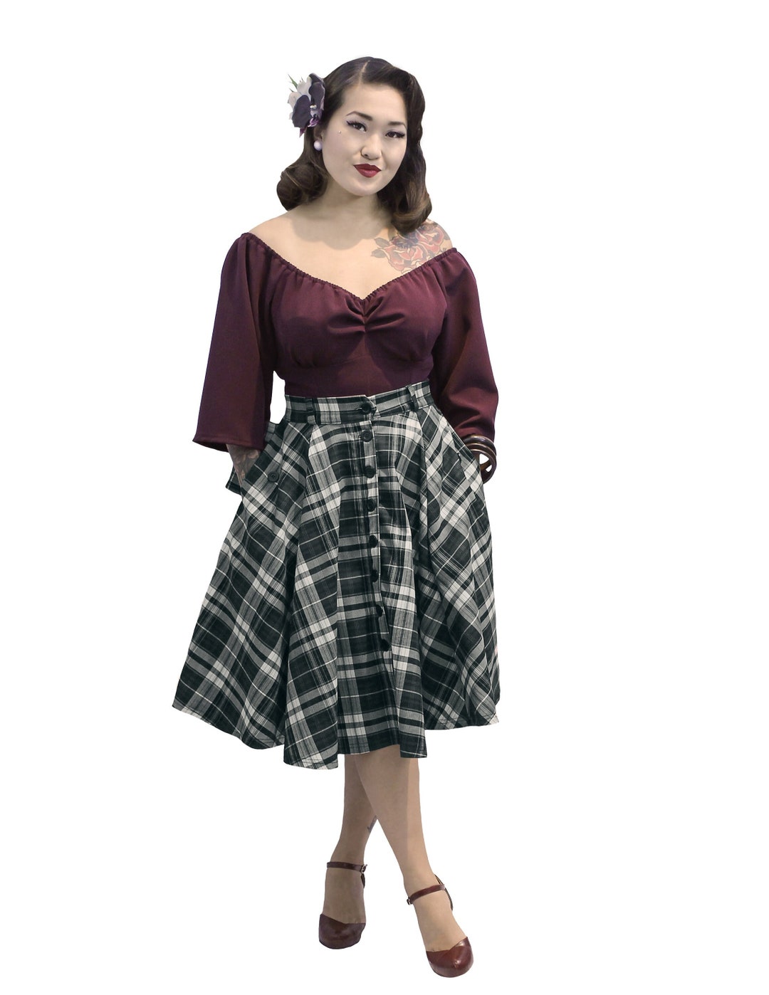 NEW Joanne Circular Tartan Buttonned Skirt - Etsy