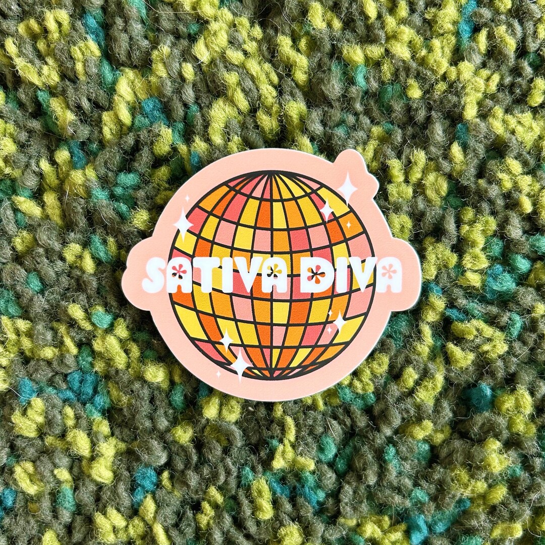 Flower Power Disco Ball Sticker: Sativa Diva Laptop Decal - Etsy