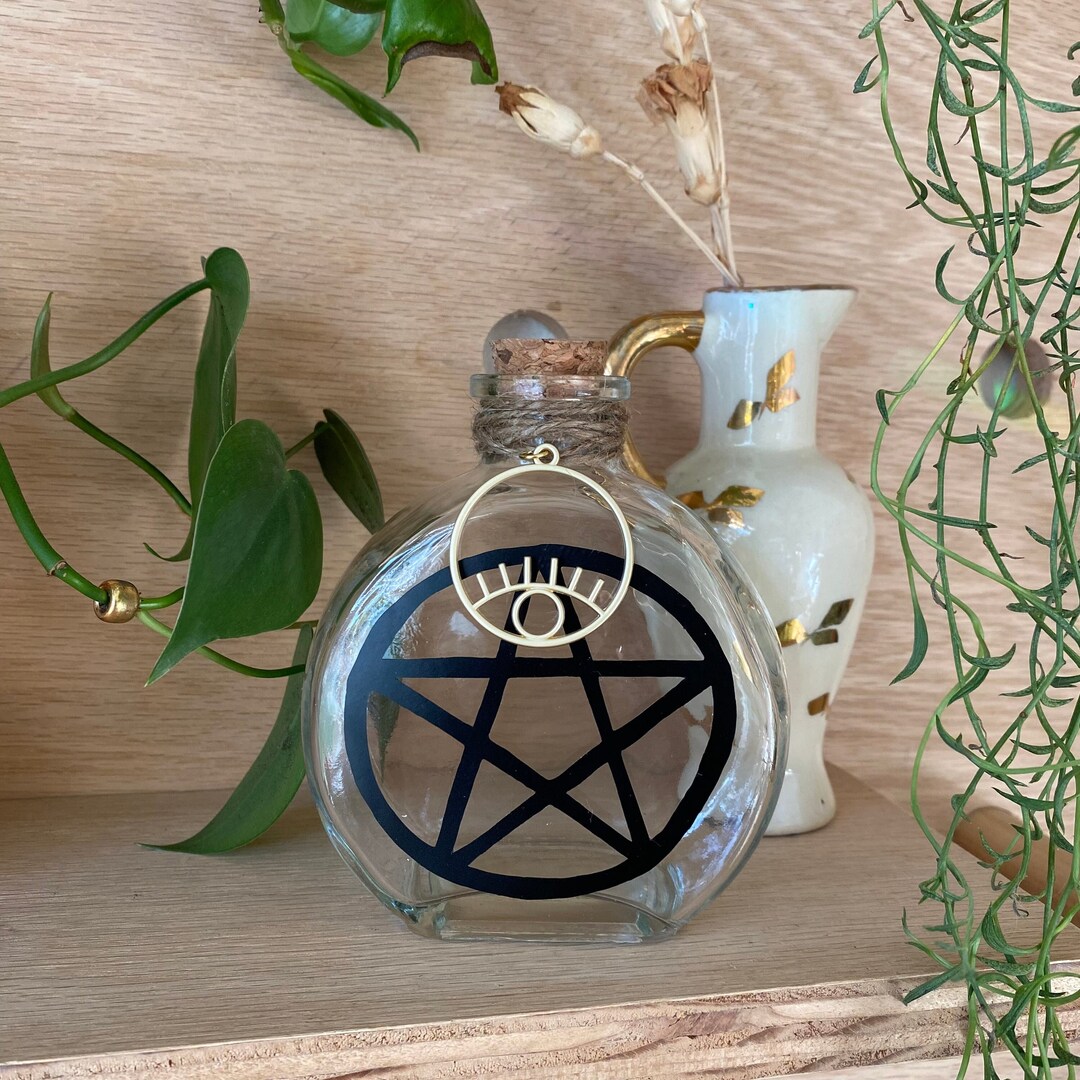 Pentacle Bottle, Potion Bottle, Altar Accessories, Witchy Gift, Herb ...
