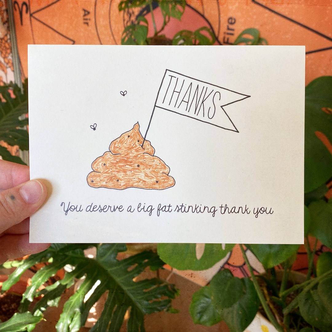 Thank You Card, Stinking Thanks, Funny Thank You Card, Poop Jokes ...