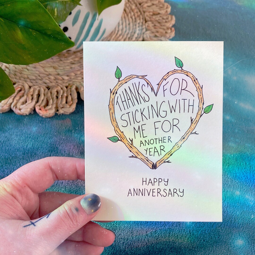 Funny Anniversary Card: Thanks for Sticking With Me - Etsy