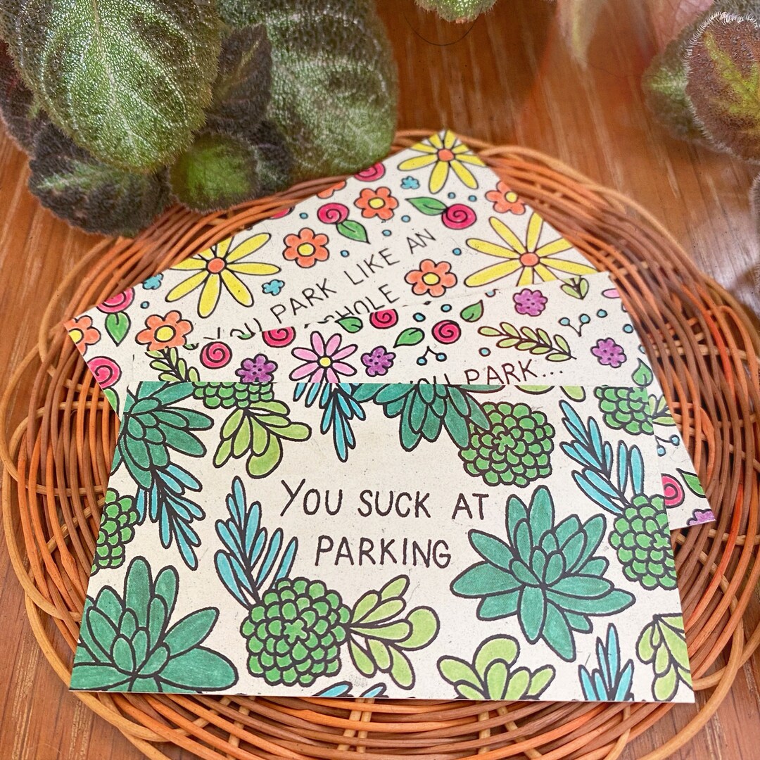 Funny Bad Parking Notes: Rude Passive Aggressive Cards - Etsy