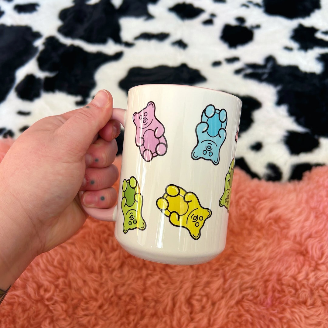 Gummy Bears Coffee Mug, Pastel Aesthetic, Candy Mug, Cute Gift, Pink ...
