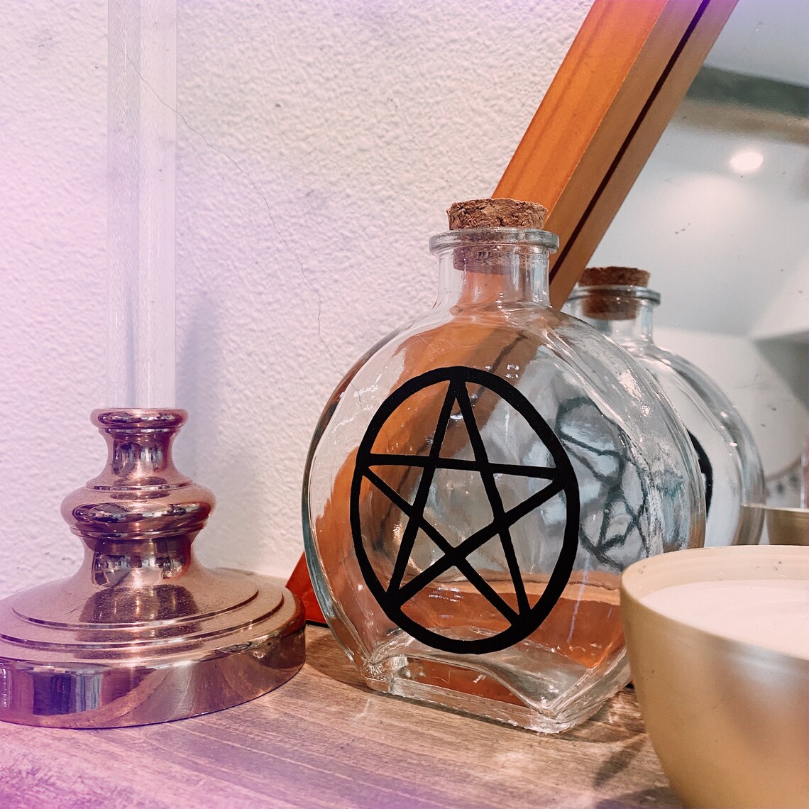 Pentacle Bottle Potion Bottle Altar Accessories Witchy - Etsy